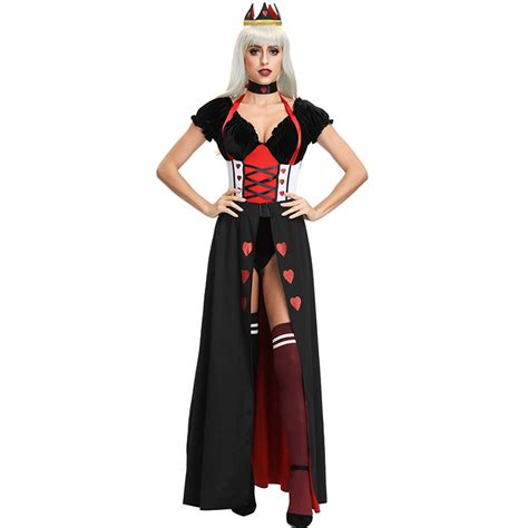 4pcs Deluxe Queen Of Hearts Bodysuit And Long Gown Halloween Role Play