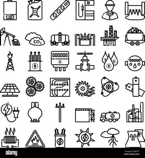 Energy Icon Set Bold Outline Design With Editable Stroke Width Vector Illustration Stock