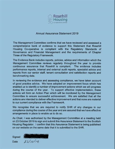 Annual Assurance Statement