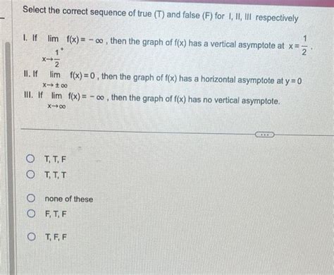 Solved Select The Correct Sequence Of True T And False F Chegg