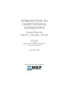INTRODUCTION TO COMPUTATIONAL MATHEMATICS Introduction To