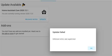 Unknown Error See Supervisor Updating To 1185 Home Assistant Os