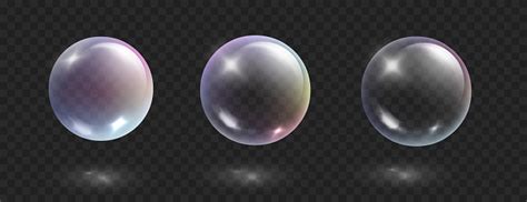 무지개 반사가 있는 사실적인 비눗방울 무지개 다채로운 무지개 빛깔의 유리 공 또는 어둡고 투명한 배경에 고립된 구체 기포에 대한 스톡 벡터 아트 및 기타 이미지 Istock