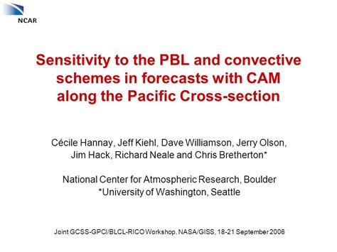 Sensitivity To The Pbl And Convective Schemes In Forecasts With Cam