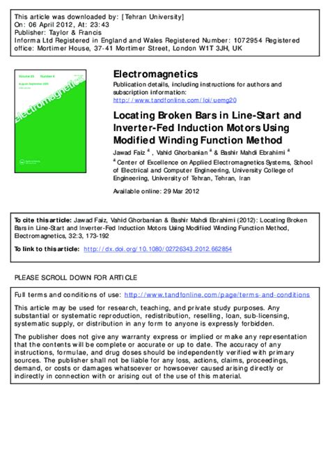 Pdf Locating Broken Bars In Line Start And Inverter Fed Induction Motors Using Modified