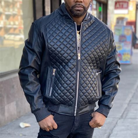 Lucas Mens Red Quilted Leather Bomber Jacket