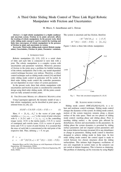 Pdf A Third Order Sliding Mode Control Of Three Link Rigid Robotic Manipulator With Friction
