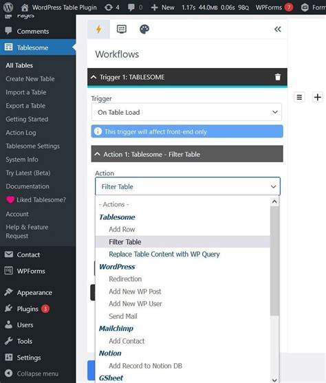 Filtered Table Rows In Wordpress Tables Before Displaying On Posts And