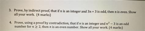 Solved 3 Prove By Indirect Proof That If N Is An Integer