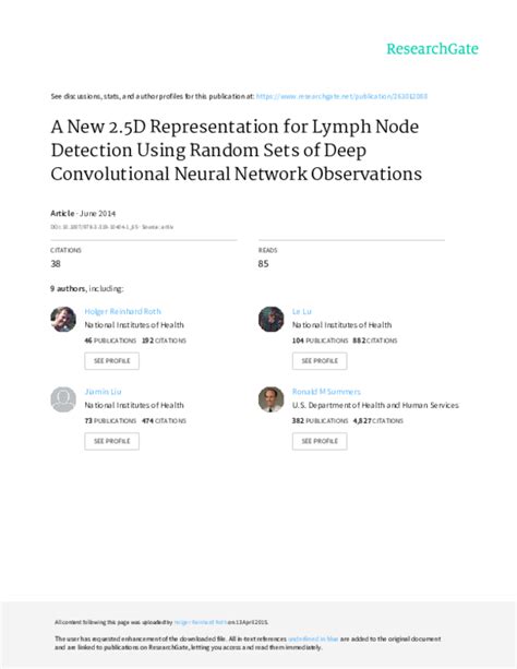 Pdf A New 25d Representation For Lymph Node Detection Using Random