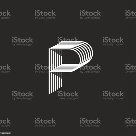 편지 P 아이소메트릭 기호 이랑 현대 모노 그램 병렬 선 기하학적 모양 디자인 요소 비즈니스 카드 엠 블 럼 서식 파일 알파벳
