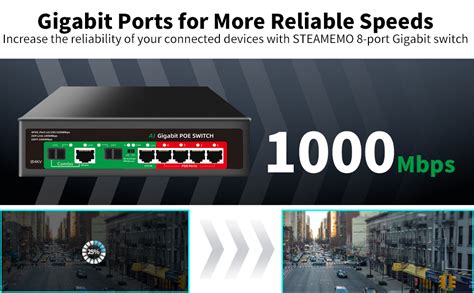 Amazon Com STEAMEMO 8 Port Gigabit Ethernet Unmanaged PoE Switch 4 Gigabit PoE 65W Built In