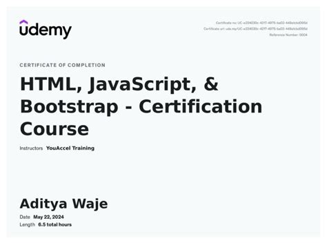 Aditya Waje On Linkedin Proud To Announce Ive Completed The Html Javascript And Bootstrap Course