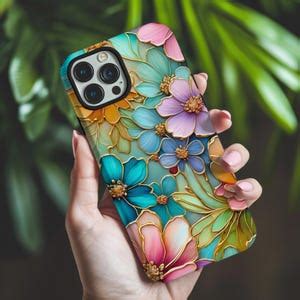 Stained Glass Floral Phone Case 3d Art Look Case Iphone 17 16 15 14 13