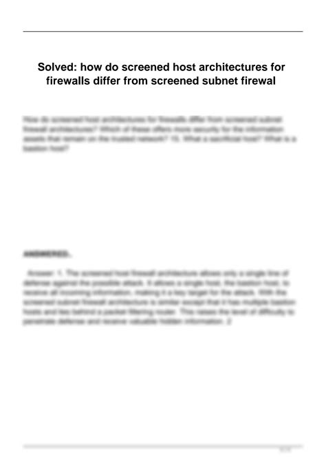Solution Solved How Do Screened Host Architectures For Firewalls Differ From Screened Subnet Solution Solved How Do Screened Host Architectures For Firewalls Differ From Screened Subnet