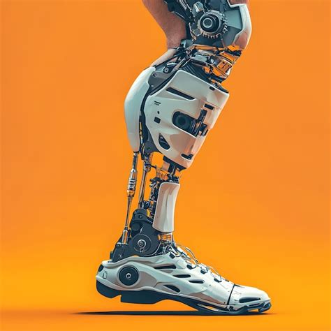 A Robot With A White Knee Pad And The Number 4 On The Bottom Premium