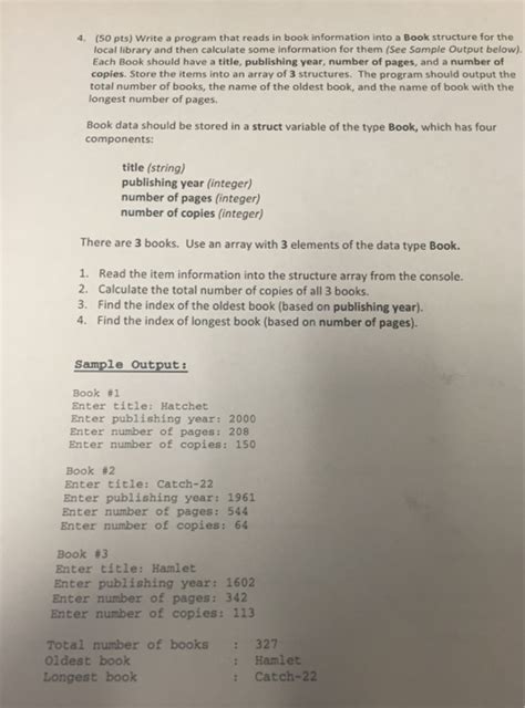 Solved Write A Program That Reads In Book Information Into A