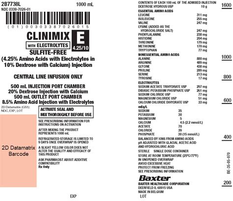 Dailymed Clinimix E Leucine Phenylalanine Lysine Methionine Isoleucine Valine Histidine