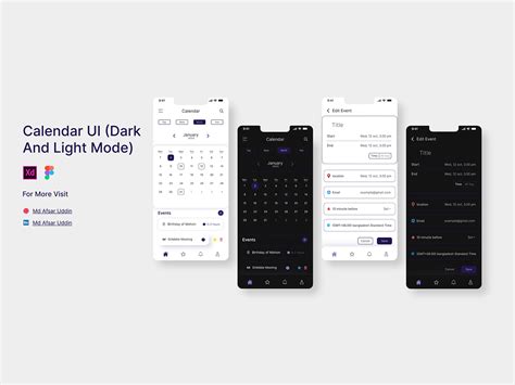 Calendar Ui With Dark Mode Behance