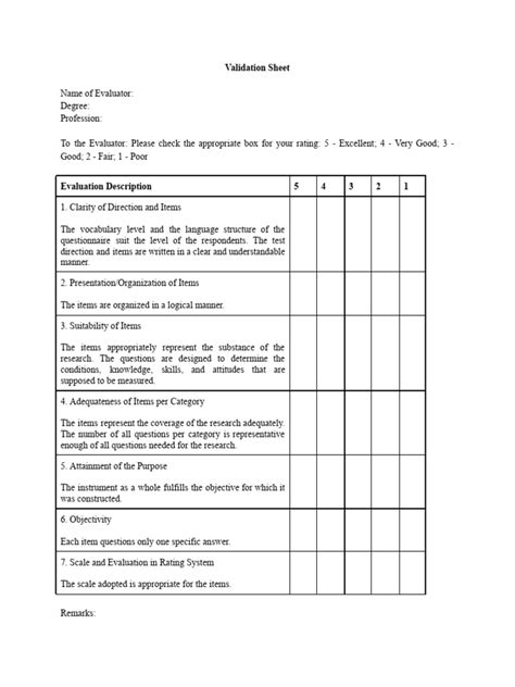 Research Validation Form Pdf