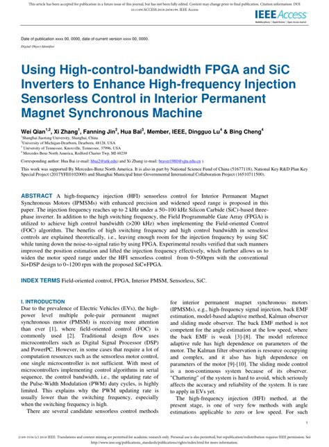PDF Using High Control Bandwidth FPGA And SiC Inverters To Enhance High Frequency Injection
