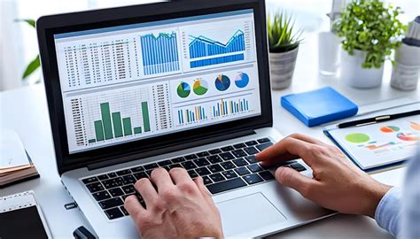 Person Analyzing Data On Laptop With Graphs And Charts Premium Ai Generated Image