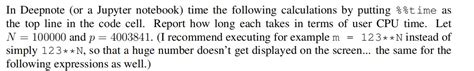 Solved In Deepnote Or A Jupyter Notebook Time The