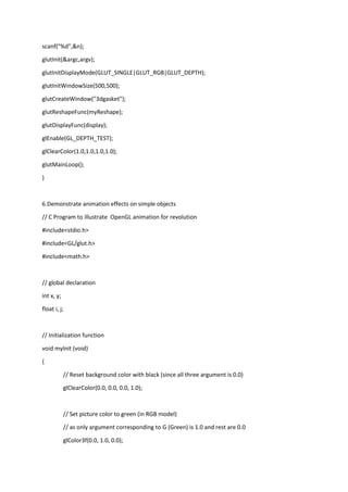 Computer Graphics Opengl Programs For Cse Students DOCX