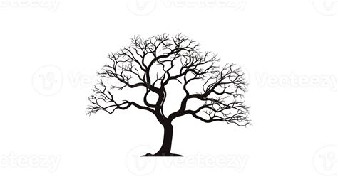 AI Generated Tree Silhouette Cut Out Tree On Transparent Background PNG