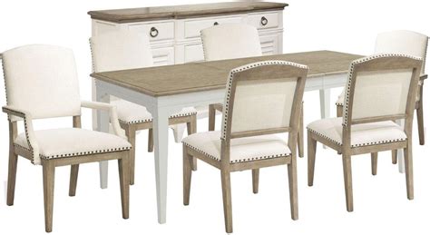 Myra Natural And Paperwhite Rectangular Extendable Leg Dining Room Set By Riverside Furniture