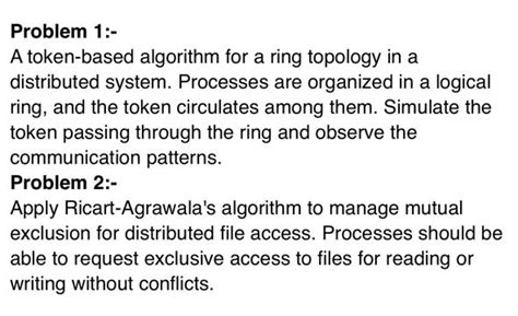 Solved Problem 1 A Token Based Algorithm For A Ring