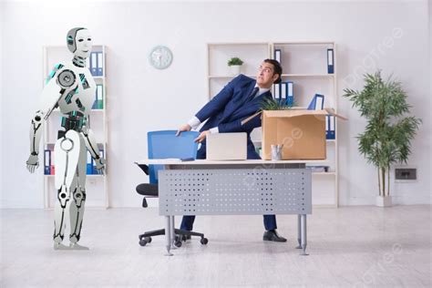 The Concept Of Robots Replacing Humans In Offices Concept Of Robots Replacing Humans In Offices