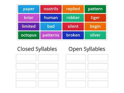 Open And Closed Syllable Game Teaching Resources