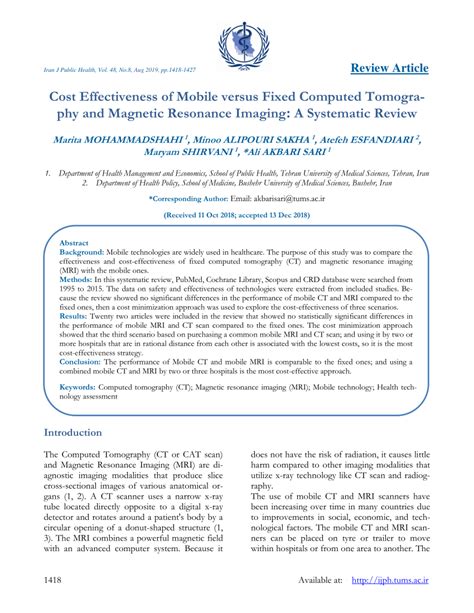 Pdf Cost Effectiveness Of Mobile Versus Fixed Computed Tomography And Magnetic Resonance