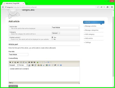 Exploit Authenticated Stored Xss In Tangocms