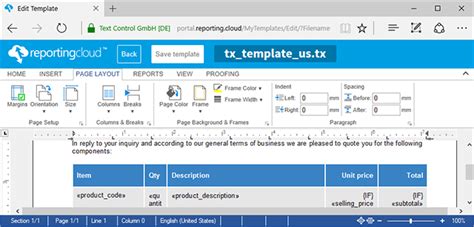 Tx Text Control X14 Service Pack 1 Deployed To Reportingcloud Portal