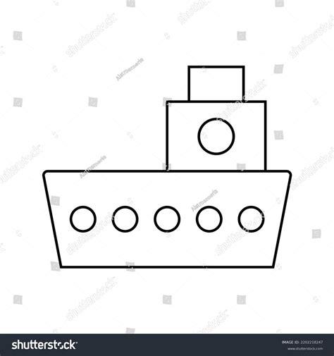 Ship Sea Black White Vector Illustration Stock Vector Royalty Free 2202218247 Shutterstock