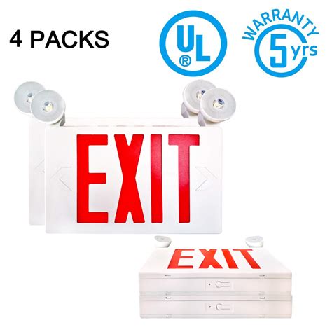 Buy SPECTSUN 4 PACK LED Exit Sign Battery Backup Exit Sign With Emergency Lights Fire Exit Sign