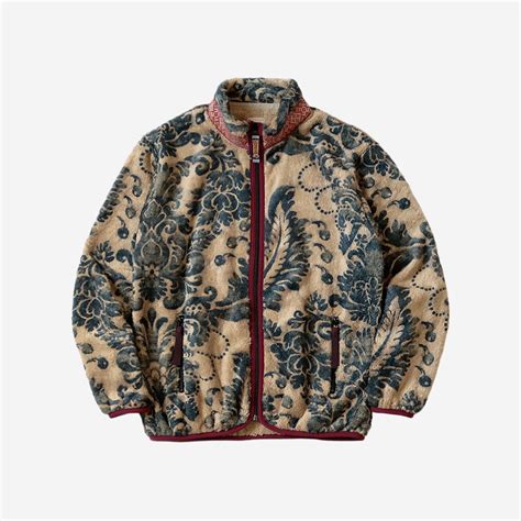 캐피탈 다마스크 패턴 플리스 집 블루존 베이지 Kapital Kream