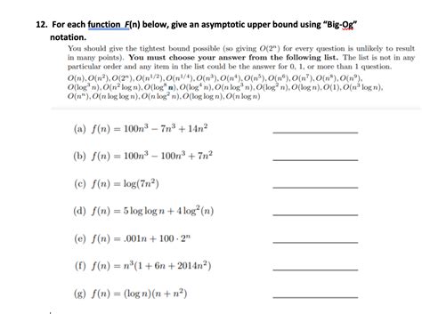 Solved For Each Function F N Below Give An Asymptotic Chegg