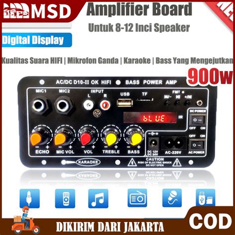 D100 Amplifiers Untuk 8 12 Inci Speaker AC 220V 12V 24V Penguat Bluetooth Digital Penguat Suara