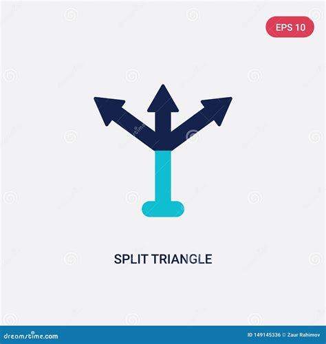 Two Color Split Triangle Vector Icon From Arrows Concept Isolated Blue Split Triangle Vector