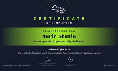 nasir shamim on linkedin cybersecurity adventofcyber tryhackme