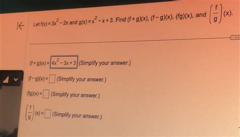 Solved Let F X 3x2 2x ﻿and G X X2 X 3 ﻿find