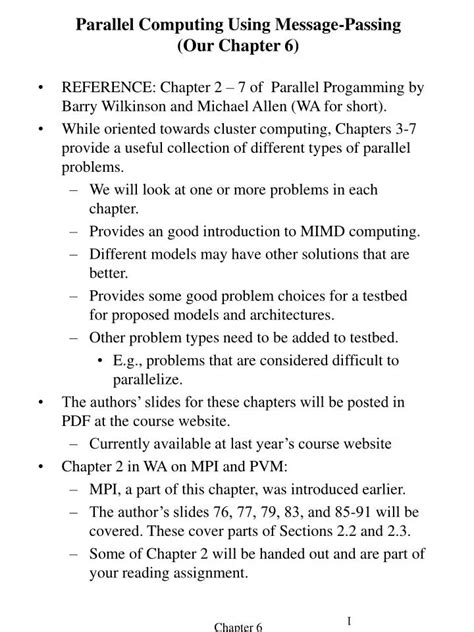 Ppt Parallel Computing Using Message Passing Our Chapter 6
