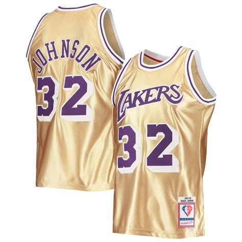 Mitchell And Ness Mens Nba Magic Johnson La Lakers 75th Anniversary 1984