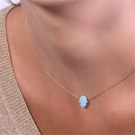 Hamsa Necklace Opal Hamsa Necklace Hamsa Necklace Gold Etsy