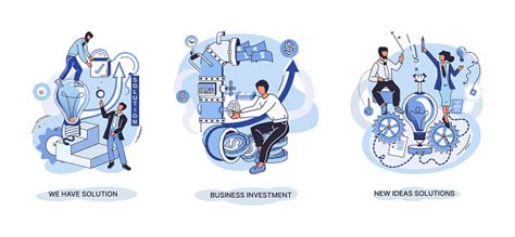 우리는 솔루션 비즈니스 투자 새로운 아이디어 솔루션 장면을 설정합니다 팀워크와 브레인스토밍 개념에 대한 스톡 벡터 아트 및 기타 이미지 Istock
