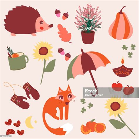 Cute Fall Vector Set Stock Illustration Download Image Now Animal