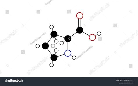 Proline Molecule Structural Chemical Formula Ballandstick Stock Illustration 2390622431